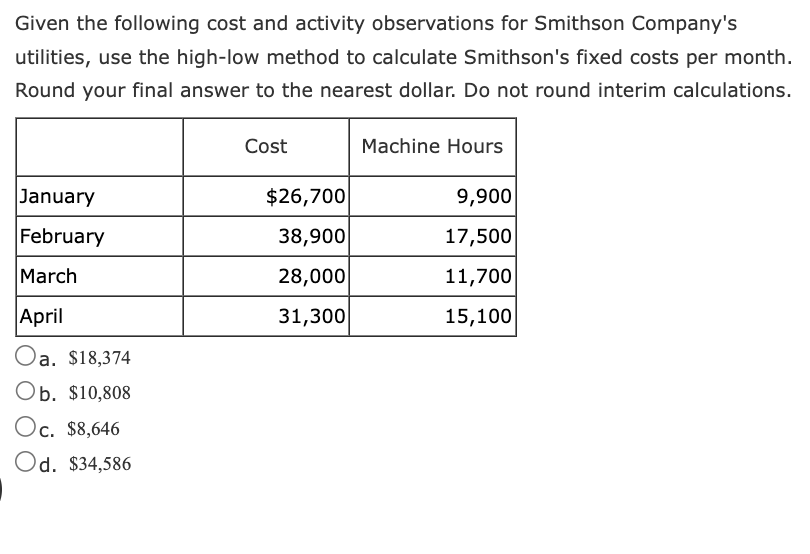 Solved Given the following cost and activity observations | Chegg.com