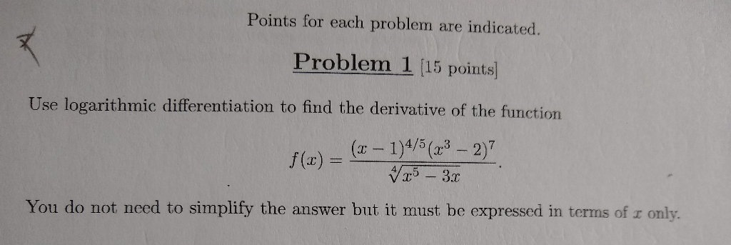 Solved Points for each problem are indicated. Problem 1 (15 | Chegg.com