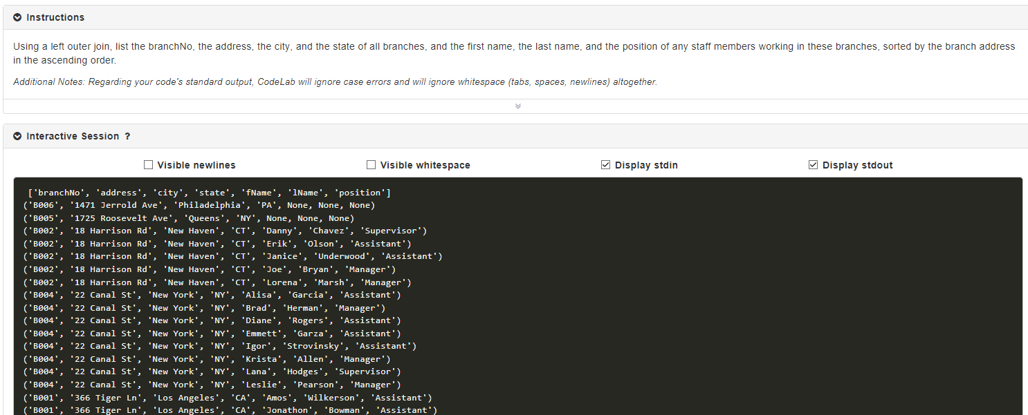 Solved SQL DATA MANIPULATION: ['fName', 'lName', 'position', | Chegg.com