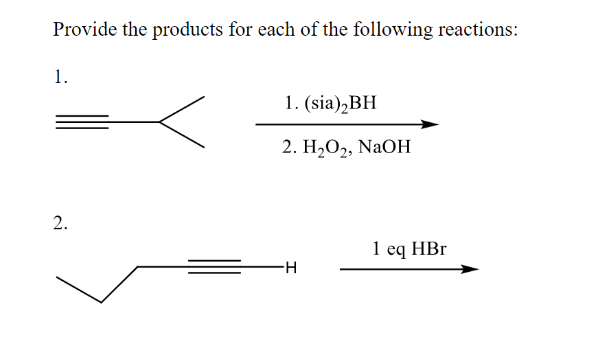 Solved Provide the products for each of the following | Chegg.com