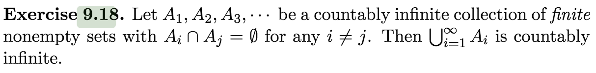Solved Exercise 9.18. Let A1, A2, A3, ... be a countably | Chegg.com