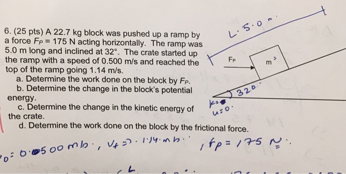 Solved A 22.7 kg block was pushed up a ramp by a force F_P = | Chegg.com