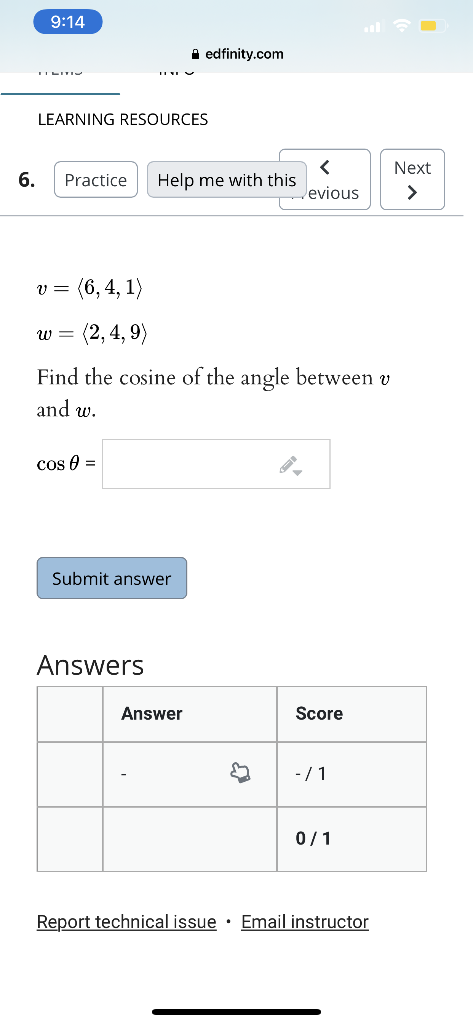 Solved 9:14 edfinity.com HILI LEARNING RESOURCES 6. Practice | Chegg.com