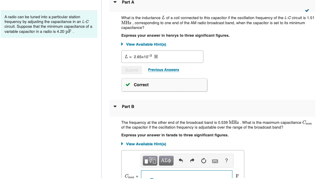 Solved A radio can be tuned into a particular station What | Chegg.com