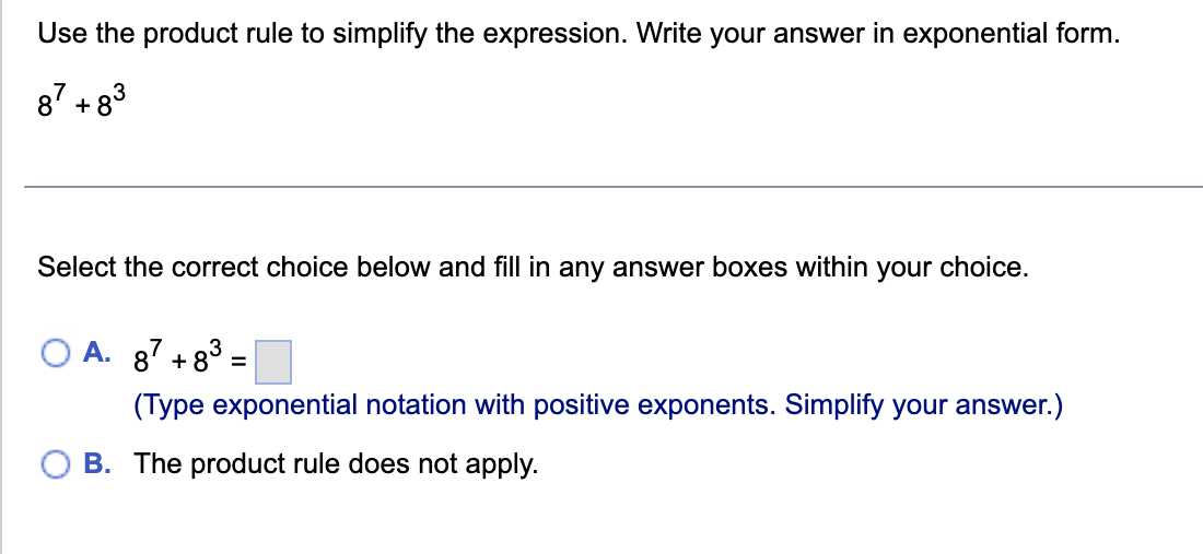 Solved Use the product rule to simplify the expression. | Chegg.com
