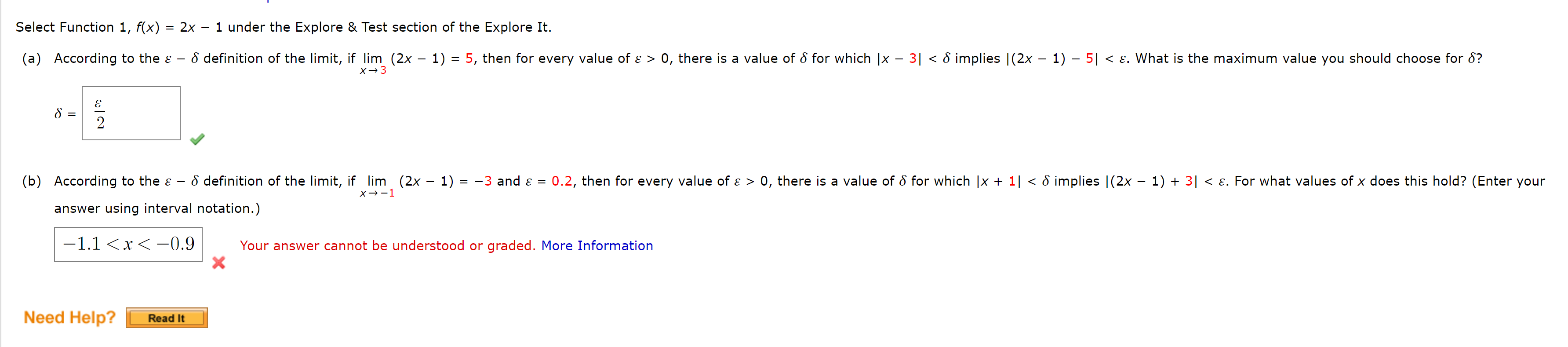 Solved Select Function 1,f(x)=2x−1 under the Explore \& Test | Chegg.com