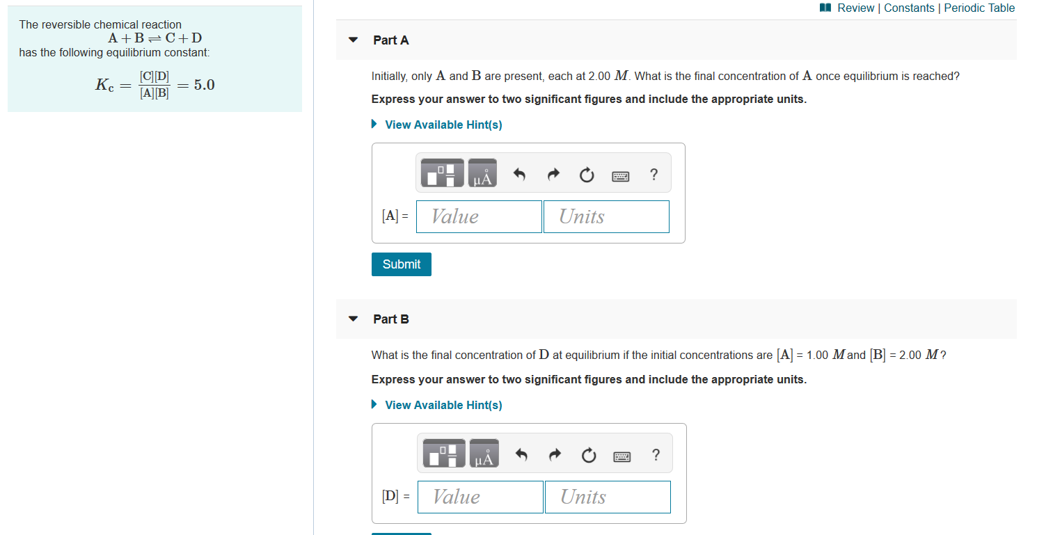 Solved M Review Constants Periodic Table The reversible | Chegg.com