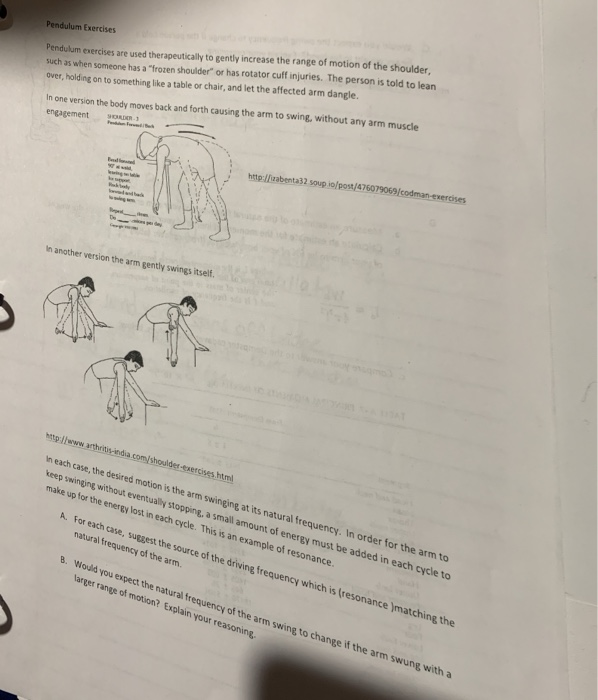 Solved Pendulum Exercises over, holding on to something like | Chegg.com