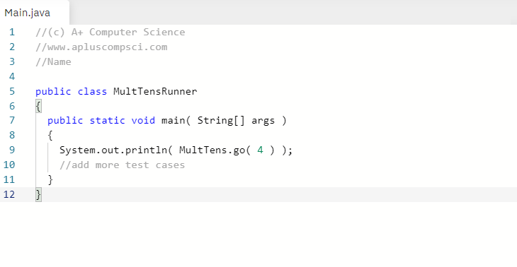 Solved Main.java 1 1/(C) A+ Computer Science 2 //www.aplus | Chegg.com