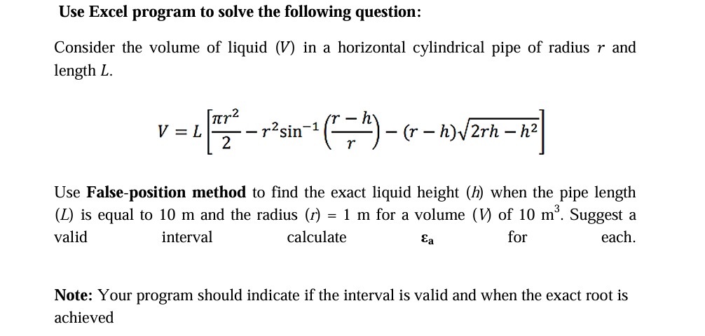 Solved Use Excel program to solve the following question: | Chegg.com