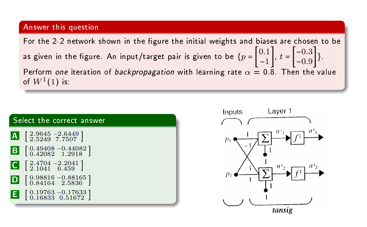 Solved Answer This Question For The 2 2 Network Shown In The 