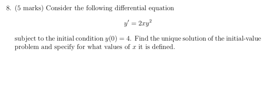 Solved 8. (5 marks) Consider the following differential | Chegg.com