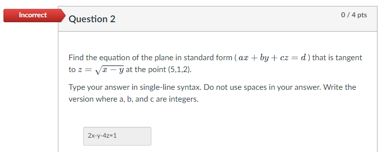 Solved Find the equation of the plane in standard form | Chegg.com