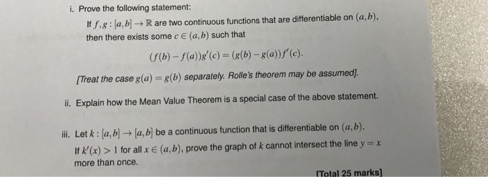 Solved i. Prove the following statement: Iff,g:la,b] R are | Chegg.com