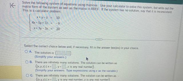 Solved Solve the followng system of equations using | Chegg.com