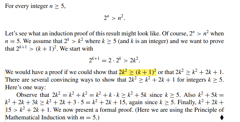 where does the 2k2≥ (k+1)2 come from in the | Chegg.com