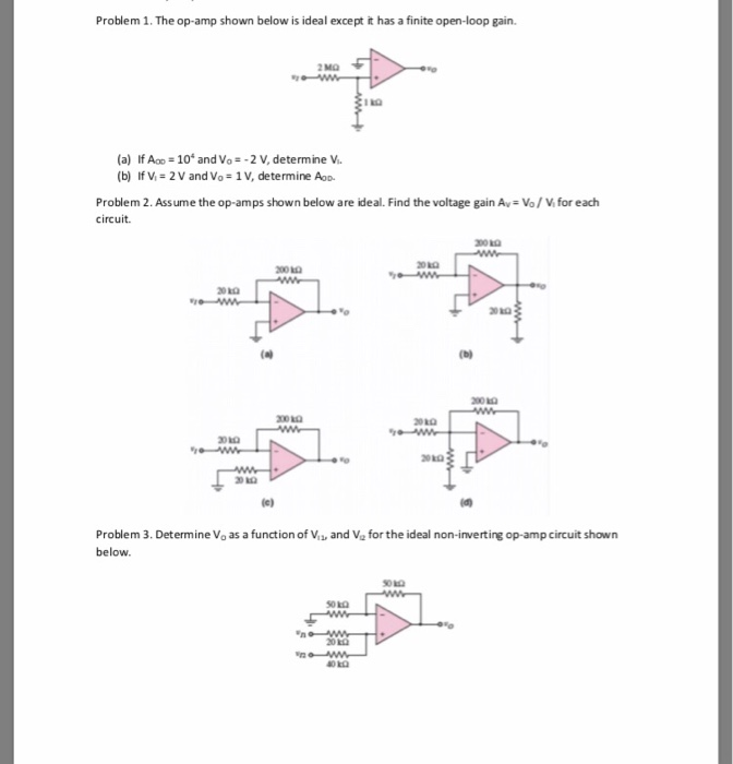 Solved Problem 1. The op-amp shown below is ideal except it | Chegg.com