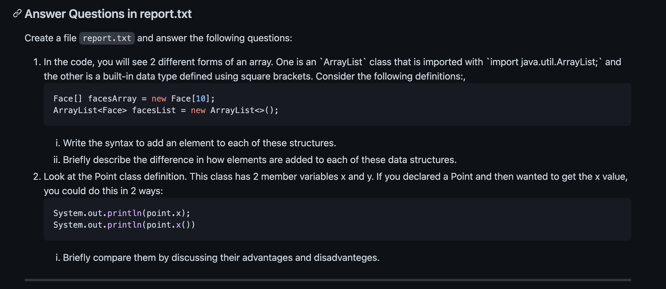 Solved Answer Questions in report.txt Create a file | Chegg.com