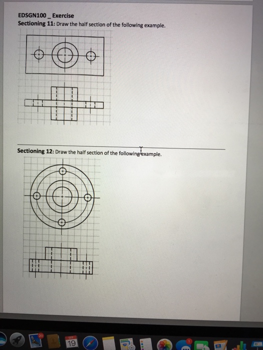 Solved Draw the half section of the following example. Draw | Chegg.com