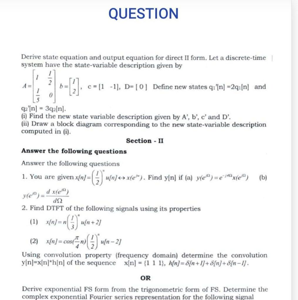 Solved QUESTION Derive state equation and output equation | Chegg.com