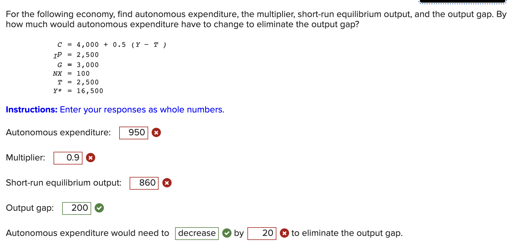 Solved For the following economy, find autonomous | Chegg.com