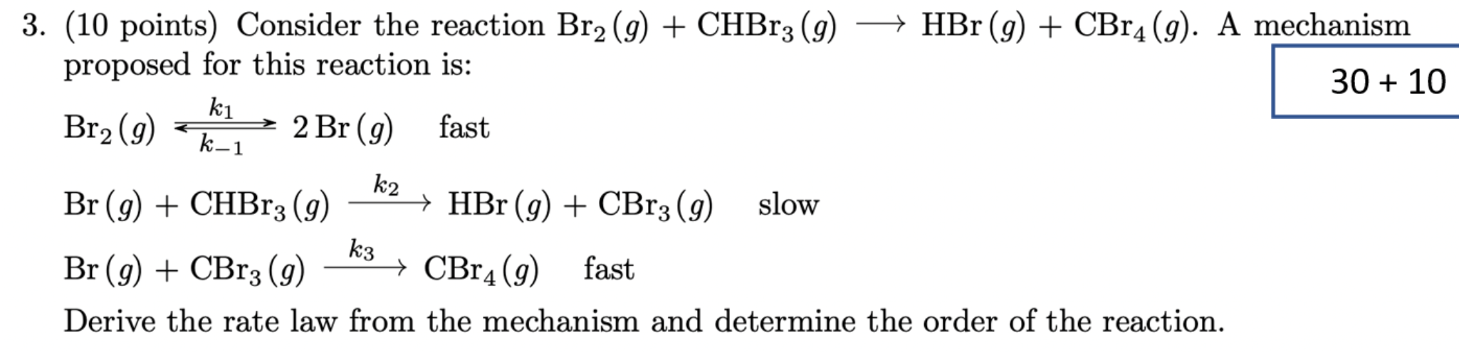 Solved 3. (10 points) Consider the reaction Br2(g) + CHBrz | Chegg.com
