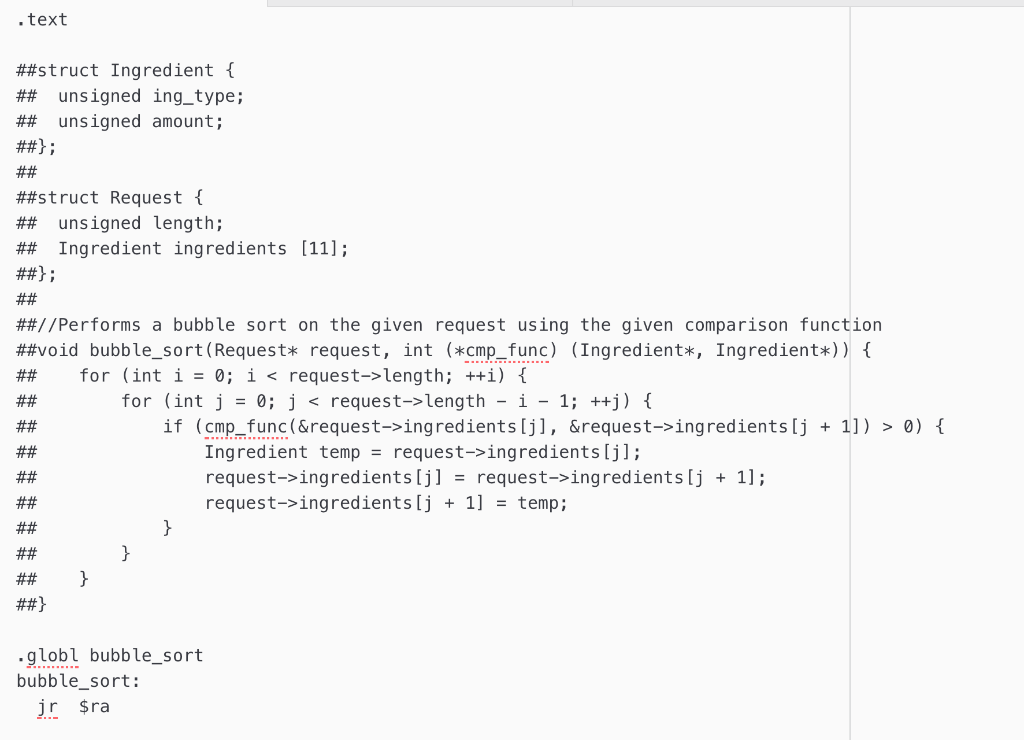 Solved .text ##struct Ingredient { ## unsigned ing-type; ## | Chegg.com