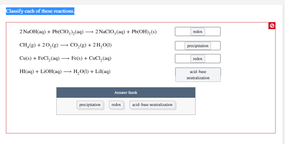 Solved Classify each of these reactions. 2 NaOH(aq) + | Chegg.com