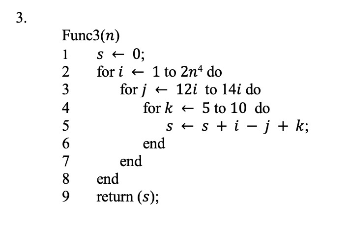 Solved Determine the running time of the following | Chegg.com