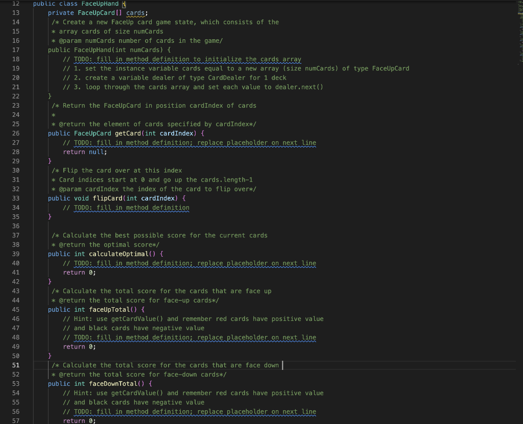 Edit the programs FaceUpCard.java and FaceUpHand.java | Chegg.com