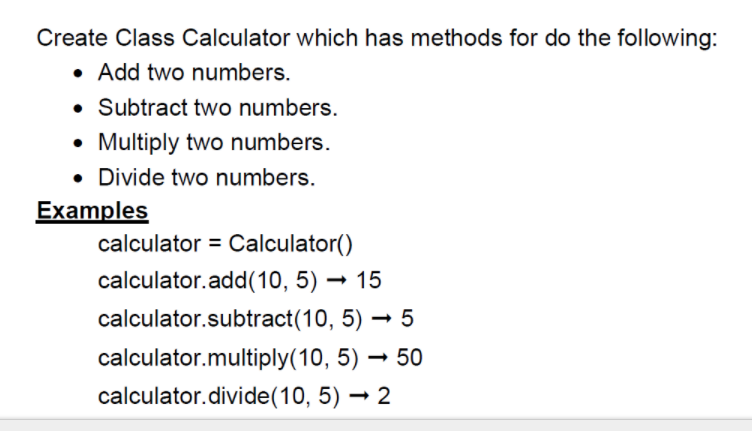 Solved Create Class Calculator which has methods for do the | Chegg.com