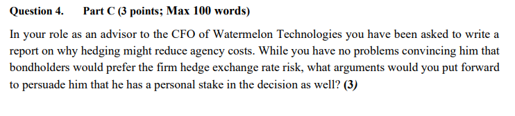 Solved Question 4. Part C ( 3 points; Max 100 words) In your | Chegg.com
