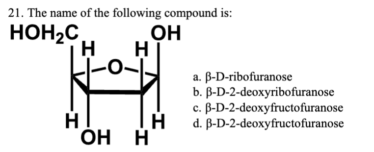 Solved 21. The name of the following compound is: a. | Chegg.com
