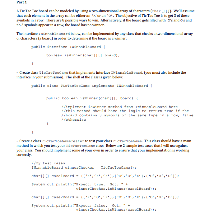 Solved Part 1 A Tic Tac Toe board can be modeled by using a | Chegg.com