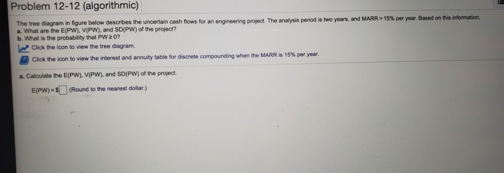 Solved Problem 12-12 (algorithmic) The tree diagram in | Chegg.com