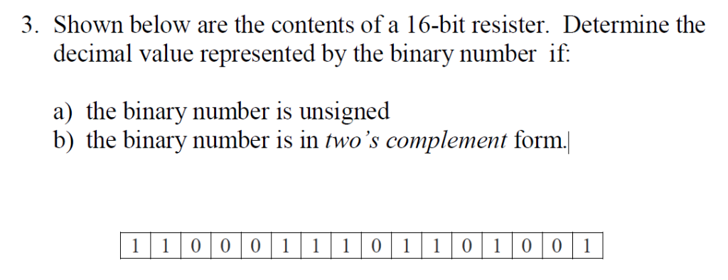 (Solved) : 3 Shown Contents 16 Bit Resister Determine Decimal Value ...