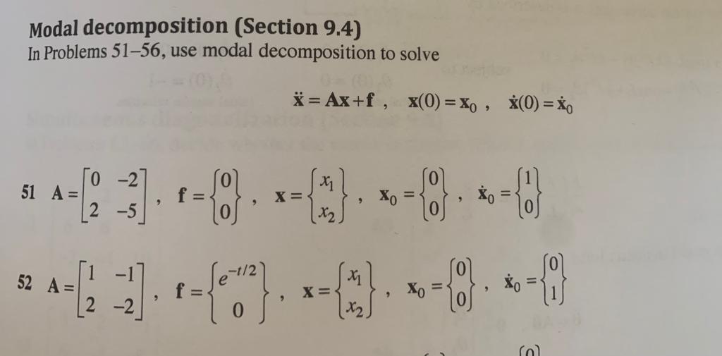 Solved Modal Decomposition Section 9 4 In Problems 51 56