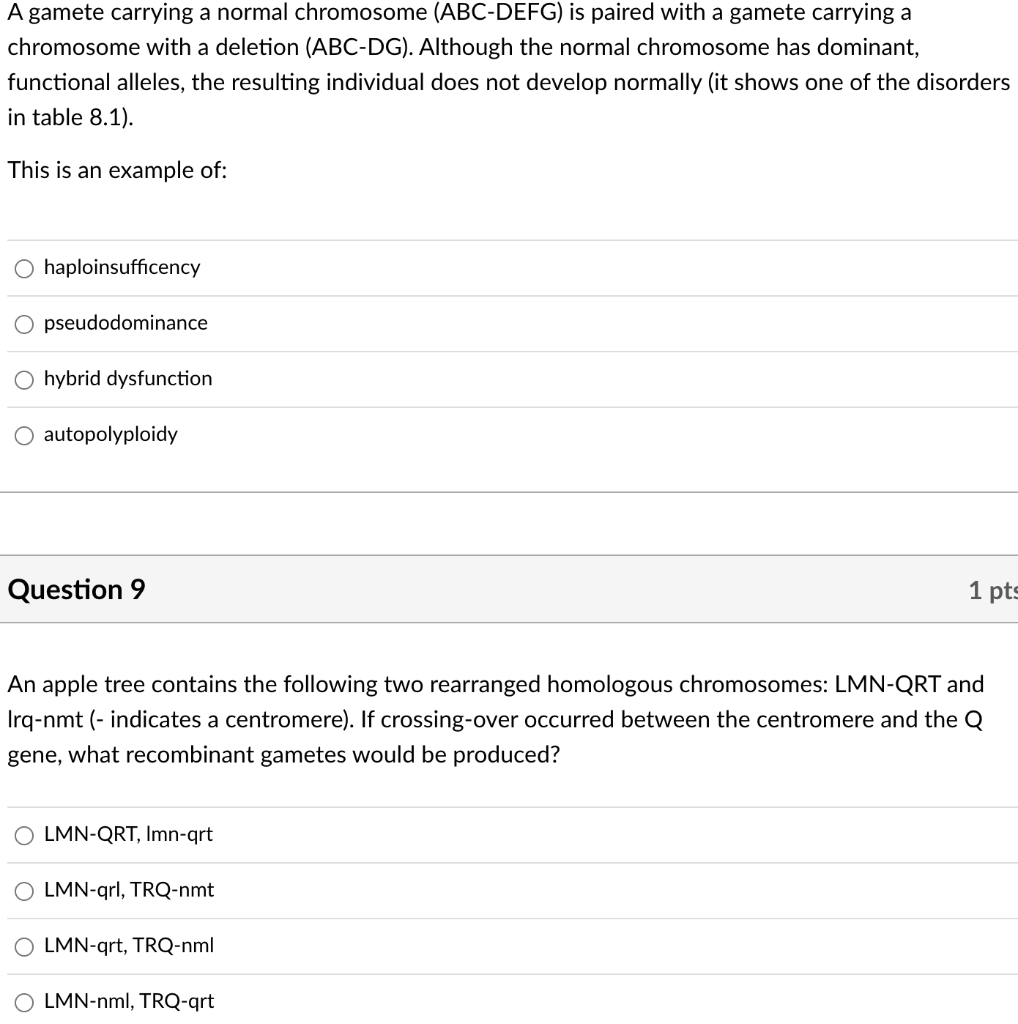 Solved A gamete carrying a normal chromosome (ABC-DEFG) is | Chegg.com