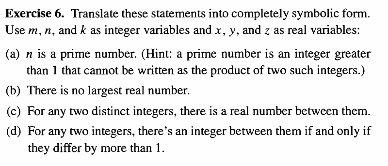 Solved Exercise 6. Translate these statements into | Chegg.com