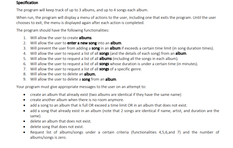 Solved Specification The Program Will Keep Track Of Up To 3 