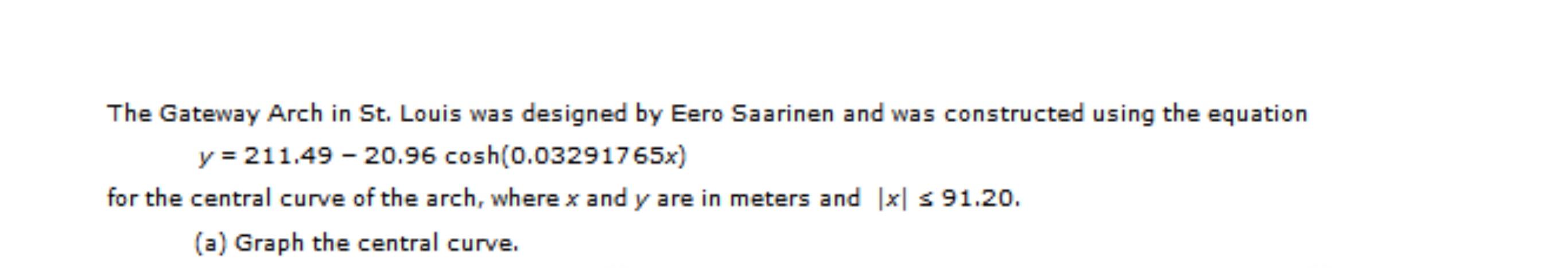 Solved (a) Find the height of the arc at the center (c) At | Chegg.com