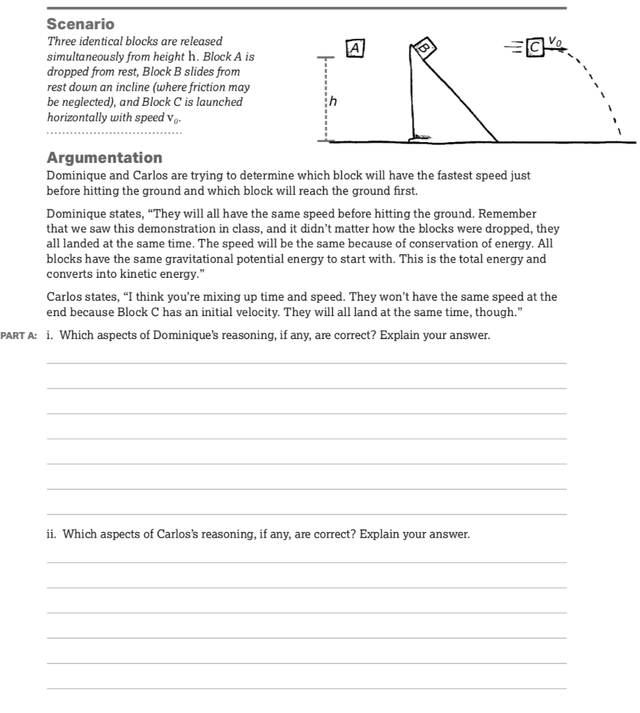 Scenario Three identical blocks are released | Chegg.com