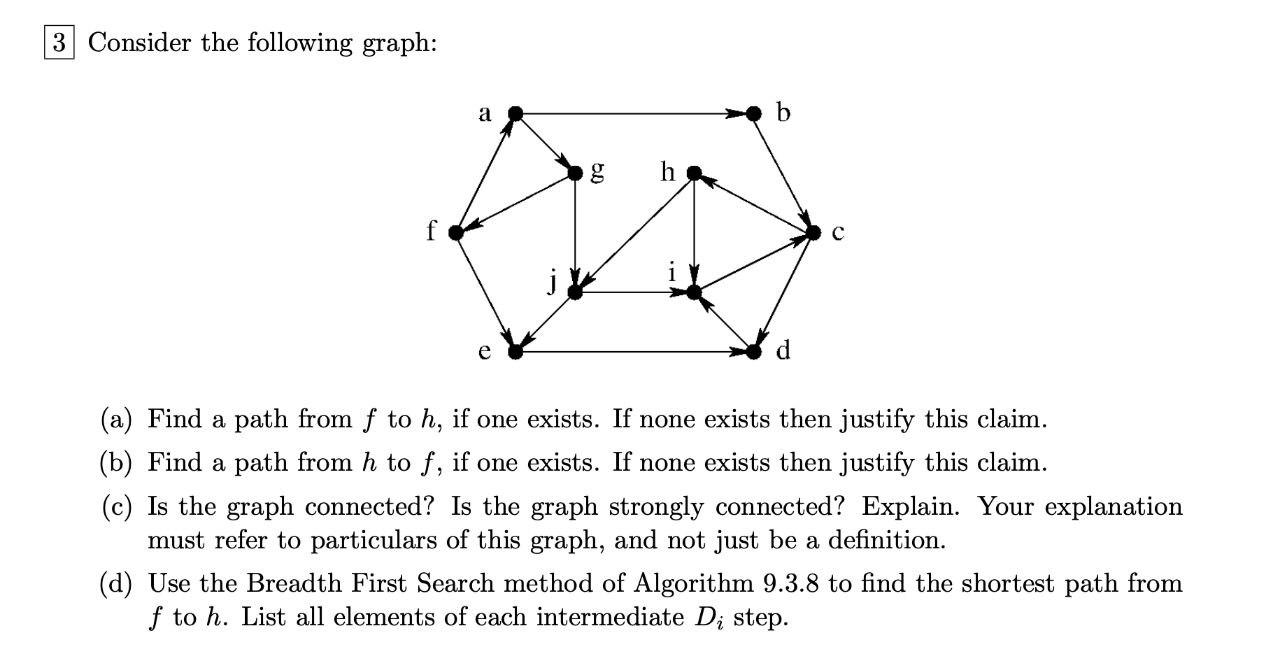 3 Consider the following graph: (a) Find a path from | Chegg.com
