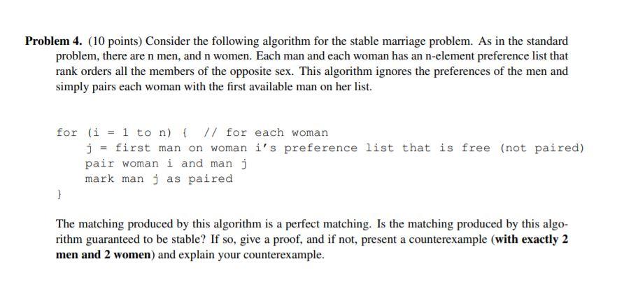 Solved Problem 4. (10 points) Consider the following | Chegg.com