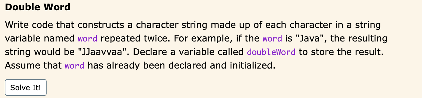 Solved Double Word Write code that constructs a character | Chegg.com