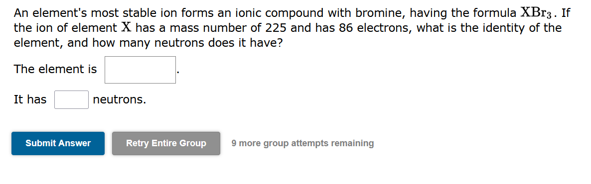 Solved An element's most stable ion forms an ionic compound | Chegg.com