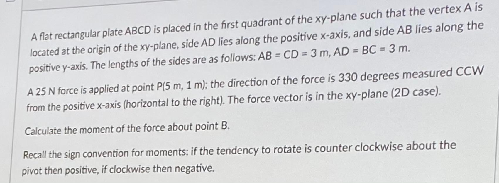 Solved A flat rectangular plate ABCD is placed in the first | Chegg.com