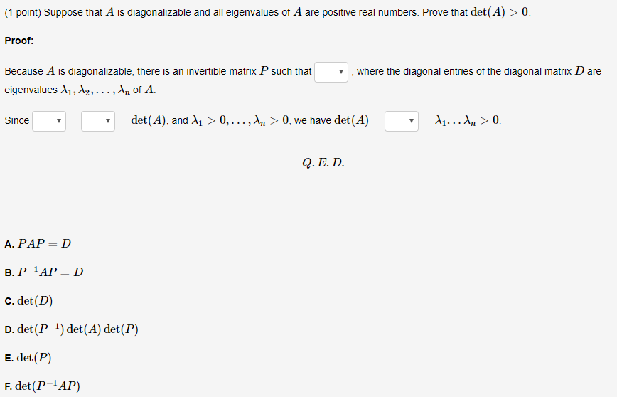 Solved Suppose that A is diagonalizable and all | Chegg.com