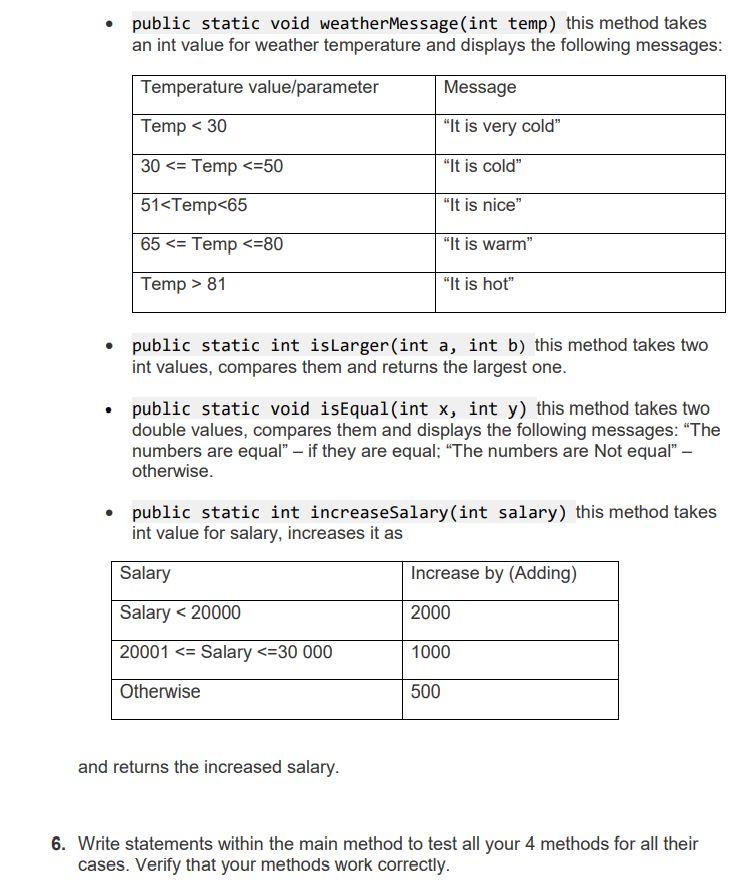 Solved write 4 static methods in Lab7.java class: /** | Chegg.com