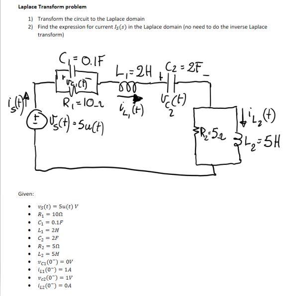 Solved Laplace Transform problem 1) Transform the circuit to | Chegg.com